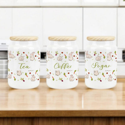 Purely Home - Veg Patch Rabbits - Tea, Coffee & Sugar Canister ...
