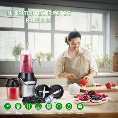 PureMate Smoothie Maker and Blender, 1000 Watts, 8 Piece Set, 3 Speed ...