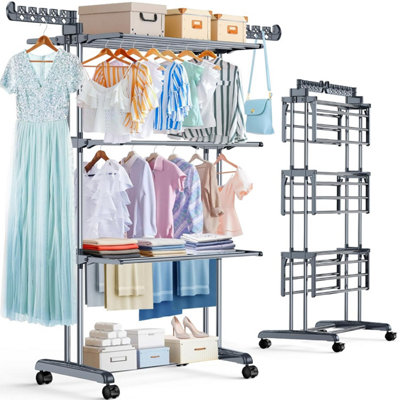 PurKeep Thicken & Durable Clothes Airer, Extra Large 4-Tier Capacity ...