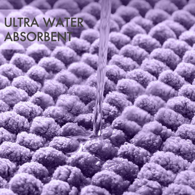 Purple Bath Mats Anti Slip Super Absorbent Luxury Modern Chenille ...