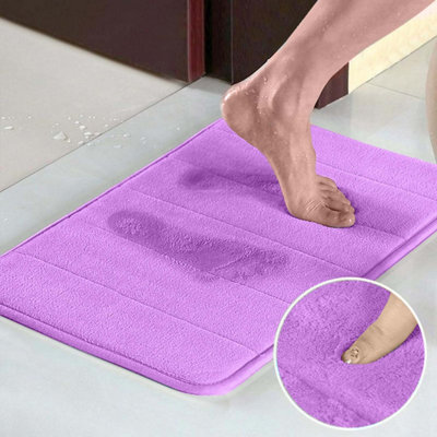 Purple Bath Mats Anti Slip Super Absorbent Luxury Modern Memory Foam ...