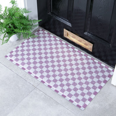Purple Check Doormat (70 x 40cm) | DIY at B&Q