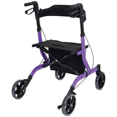 Purple Deluxe Ultra Lightweight Aluminium 4-Wheel Rollator Walker for ...