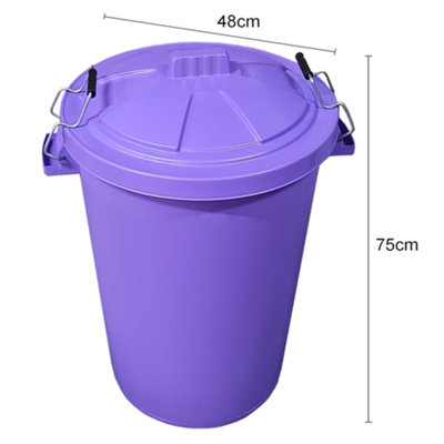 Purple Dustbin with Clip Locking Lid Plastic Dustbin for Garden Waste ...