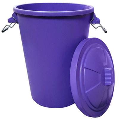 Purple Dustbin with Clip Locking Lid Plastic Dustbin for Garden Waste ...