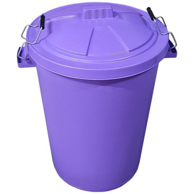 Purple Dustbin with Clip Locking Lid Plastic Dustbin for Garden Waste ...