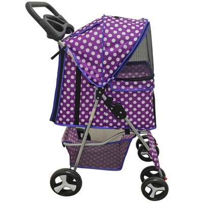 Purple Pet Stroller Dog Cat Puppy Pram Travel Cart Jogging Buggy Carrier