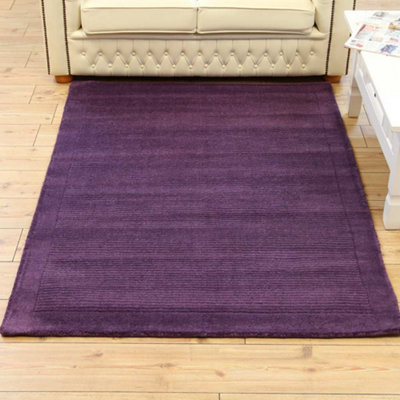 Purple Simple and Stylish Wool Handmade Modern Plain Rug for Living ...