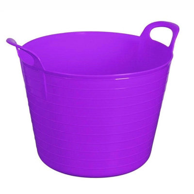Buy Purple Single Plastic Flexi Tub Storage Bucket 42L Builders Garden ...