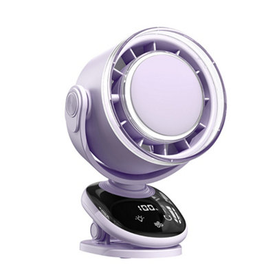 Purple USB Rechargeable Night Light Bladeless Clip Fan