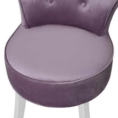 Purple Velvet Dressing Table Stool Vanity Padded Makeup Chair