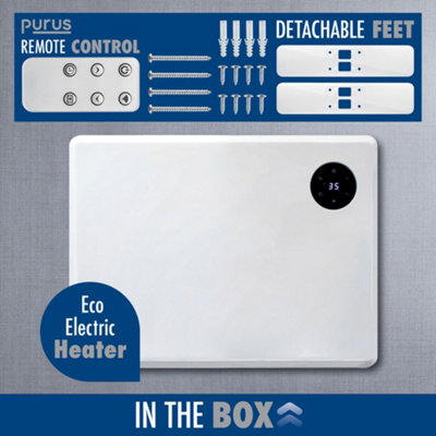 Purus 1000W WIFI Electric Radiator Panel Heater White Wall Mounted or ...