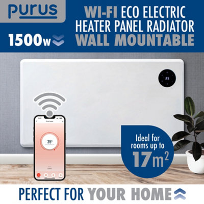 Purus 1500W WIFI Electric Radiator Panel Heater White Wall Mounted or ...