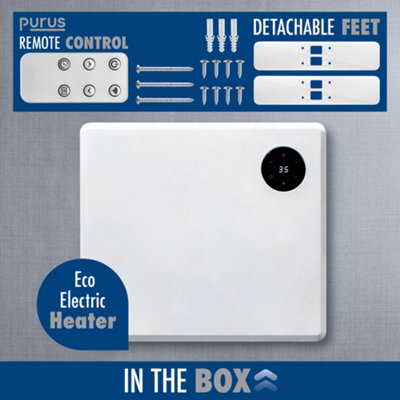 Purus 600W WIFI Electric Radiator Panel Heater White Wall Mounted or ...