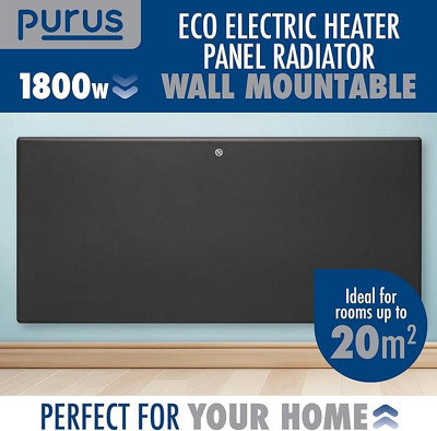 Purus Electric Panel Heater 1800W Eco Radiator Grey Wall Mounted ...