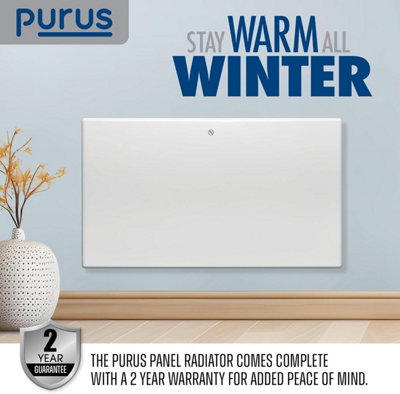 Purus Electric Radiator Panel Heater Eco 1200W Bathroom Safe Wall ...