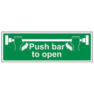 Push Bar To Open Door Safety Sign - Adhesive Vinyl - 450x150mm (x3 ...
