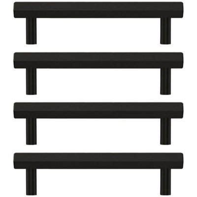 Pushka Home Set of 4 Solid Brass Hexagon Bar Handle 632mm - Black