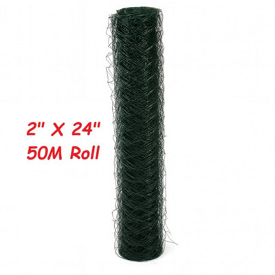 PVC Coated Chicken Wire Mesh Fencing 2" X 24" - 50M Roll (Green Poultry ...