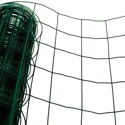 PVC Coated Wire Mesh Fencing Green Galvanised Garden Fence 90cm x 10m