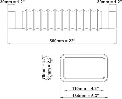 PVC Flexible Flat Duct Channel with Connectors 55mm x 110mm / 0.5mm