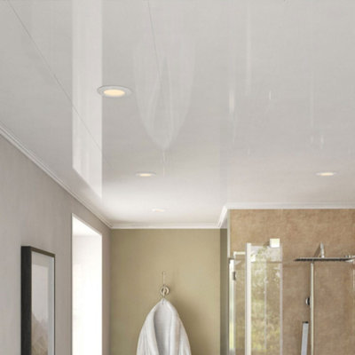 PVC Gloss White Tongue & Groove Waterproof Ceiling & Wall Panel (H ...