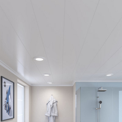 PVC Matt White Tongue & Groove Waterproof Ceiling & Wall Panel (H ...
