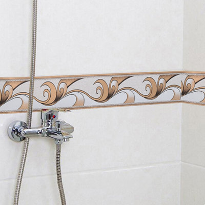 PVC Self Adhesive Gold Abstract Pattern Peel and Stick Waterproof Wall ...