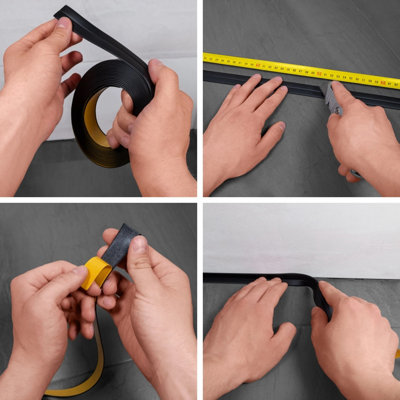 Pvc skirting board trim self-adhesive flexible 800-10 - 5m roll 10x10mm ...
