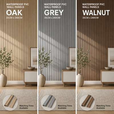 PVC Wall Panels In Walnut 35 x 240cm Pack of 8 Waterproof Panels for ...