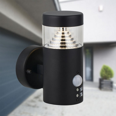 Pyramid - Black LED Outdoor Motion Sensor Wall Light