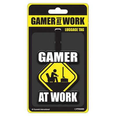 Pyramid International Gamer At Work Caution Sign Luggage Tag Black ...