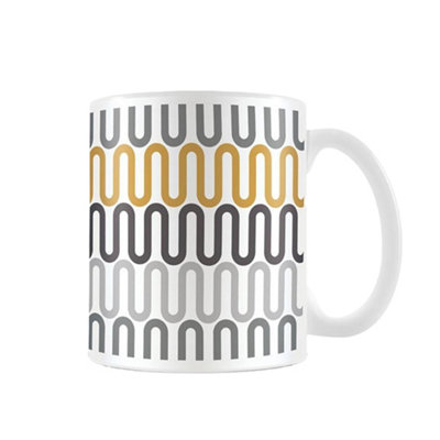 Pyramid International Scandi Wiggle Mug Grey/White/Gold (One Size) at B&Q