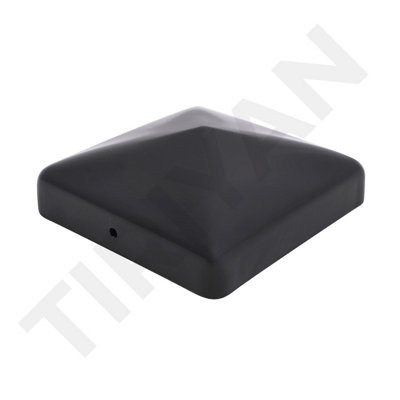 PYRAMID SQUARE BLACK FENCE / GATE POST CAP TOP 100mm x 100mm 4 Inch