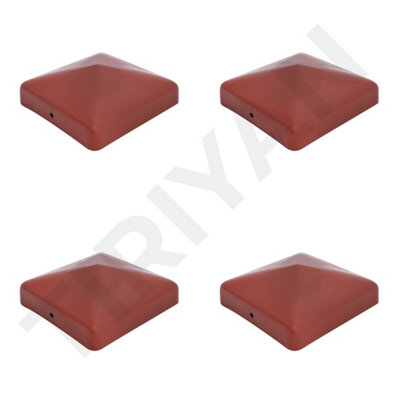 PYRAMID SQUARE BROWN FENCE / GATE POST CAP TOP 100mm x 100mm 4 Inch
