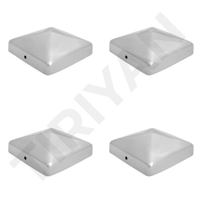 PYRAMID SQUARE STAINLESS STEEL A2 FENCE / GATE POST CAP TOP 100mm x ...