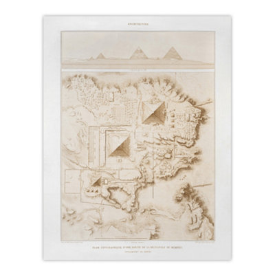 Pyramids of Giza French Topographic Map Avennes Wall Art Poster Print ...