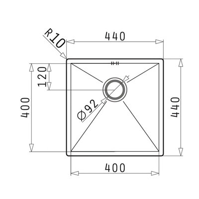 Pyramis TETRAGON 40 Stainless Steel 40cm Undermount Kitchen Sink