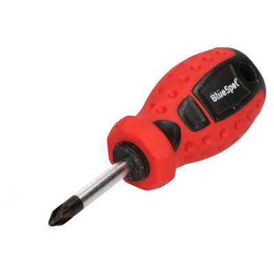 PZ2 x 38mm Pozi Stubby Screwdriver with Magnetic Tip and Rubber Handle ...