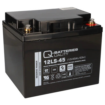 Q-BATTERIES 12LS-45 12V 45AH LEAD-FLEECE BATTERY AGM VRLA WITH VDS