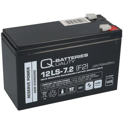 Q-Batteries 12LS-7.2 F2 12V 7.2Ah Lead-Fleece Battery AGM VRLA with VDS