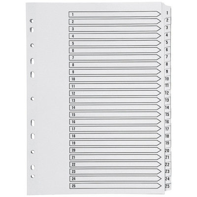 Q-Connect 1-25 Index Multi-Punched Reinforced Board Clear Tab A4 White