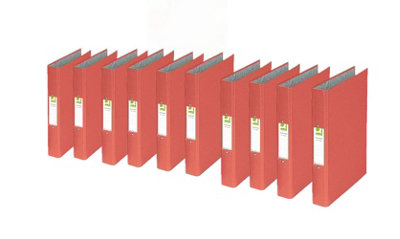 Q-Connect KF20036 2-Ring Binder A4 25mm Paper-Backed - Red (Pack of 10)