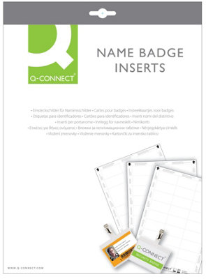 Q-Connect Name Badge Inserts 54x90mm 10 Per Sheet (Pack of 25)