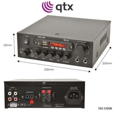 qtx KAD-2BT Digital Stereo Amplifier with Bluetooth & Built-in Media Player