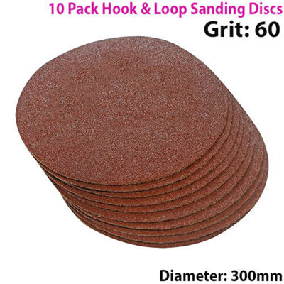 QTY 10 300mm 12 Inch Sanding Discs 60 Grit Orbit Sander Hook & Loop ...