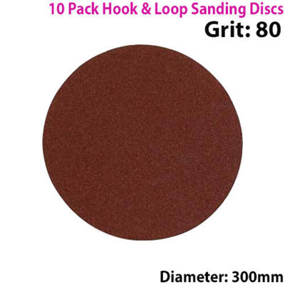 QTY 10 300mm 12 Inch Sanding Discs 80 Grit Orbit Sander Hook & Loop