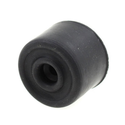 QTY 4x Black Rubber Door Stoppers Screw On Feet 35mm Diameter
