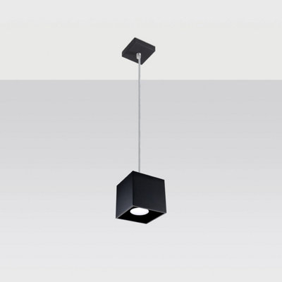 Quad Aluminium Black 1 Light Classic Pendant Ceiling Light | DIY at B&Q