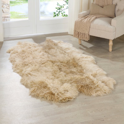 Quad Beige Sheepskin Rug - 4 Pelt